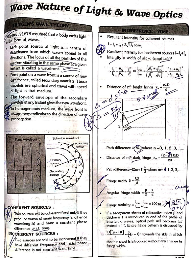 Wave Optics Rapid Revision | PDF