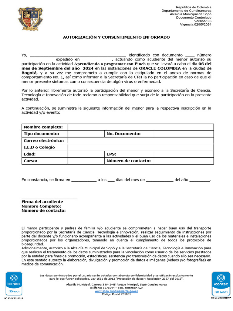 Consentimiento Informado CTeI CEIS | PDF