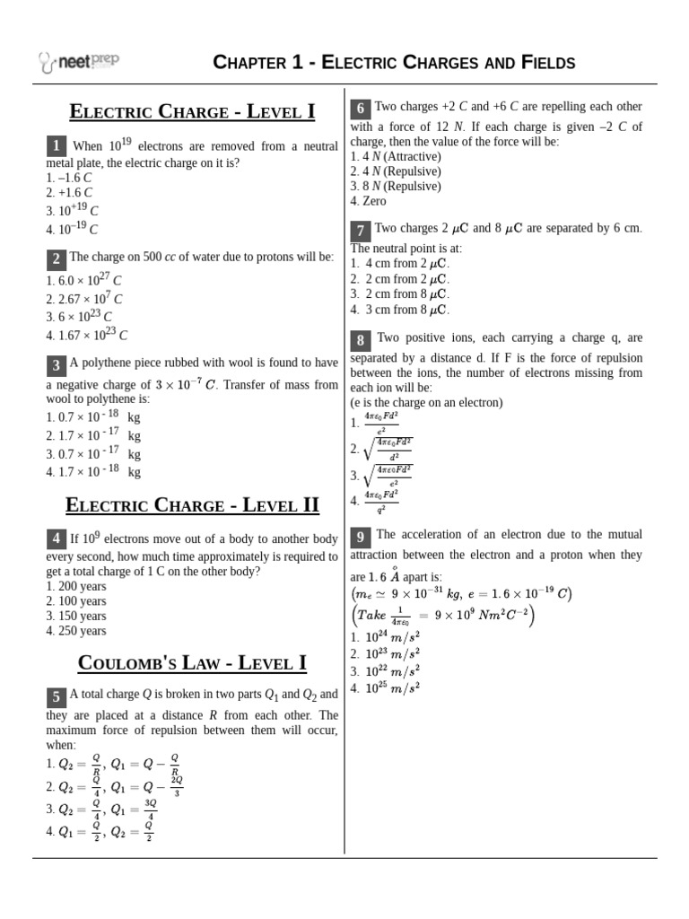 Electric Charge and Coulomb's Law Quiz | PDF | Sphere | Electric Field