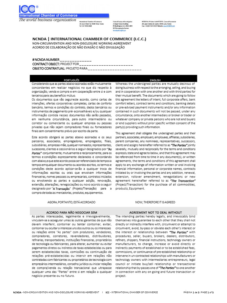 Template NCNDA (Non-Circumvention and Non-Discloure) Standard and ...