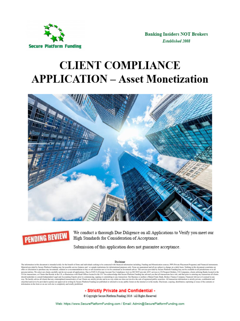 Template SPF Client Compliance Application - BG SBLC MTN LTN Monetization | PDF