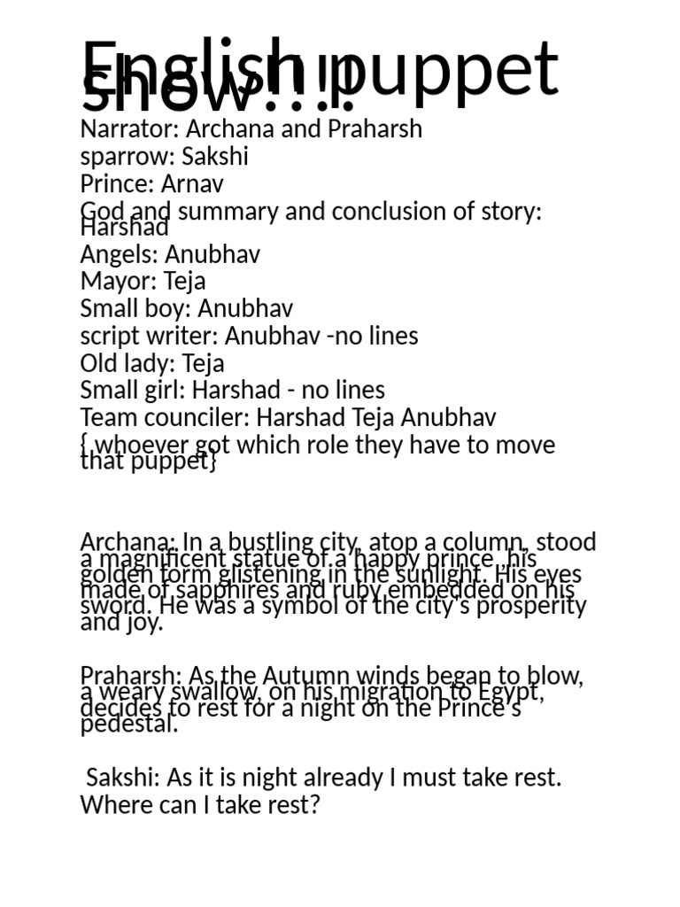 English Puppet Show. | PDF