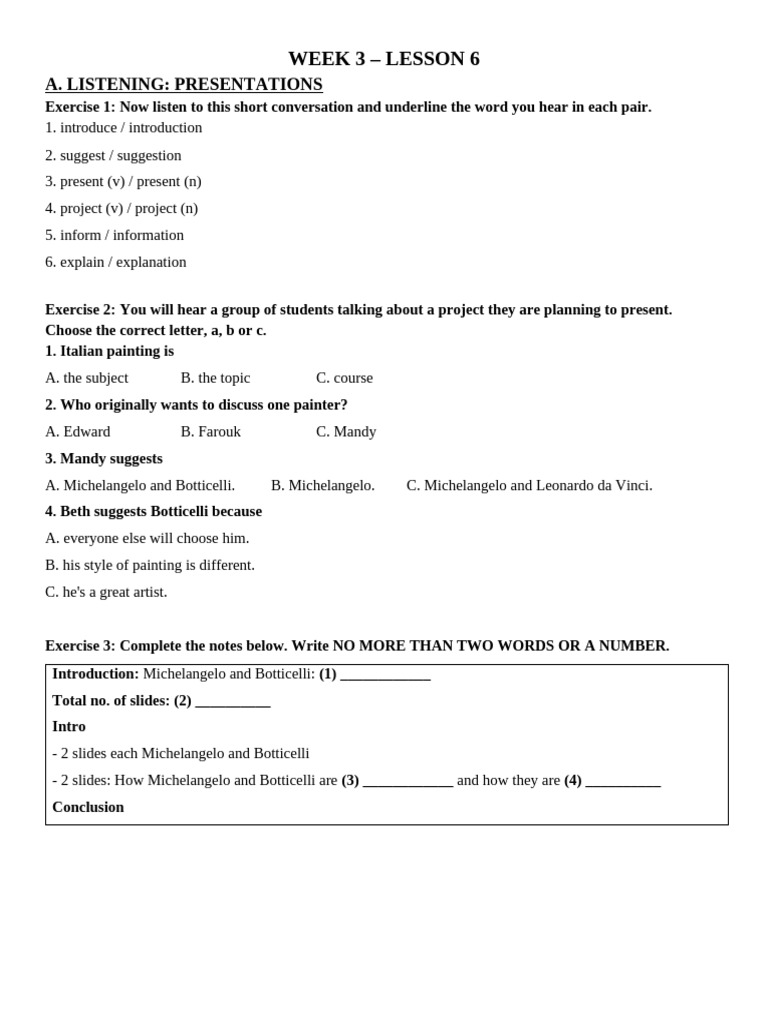 Week 3 Lesson 6 | PDF