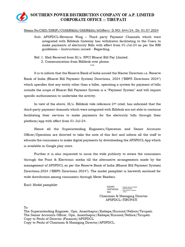 BBPS Instructions To Field Officers On Third Party - 240702 - 065202 | PDF