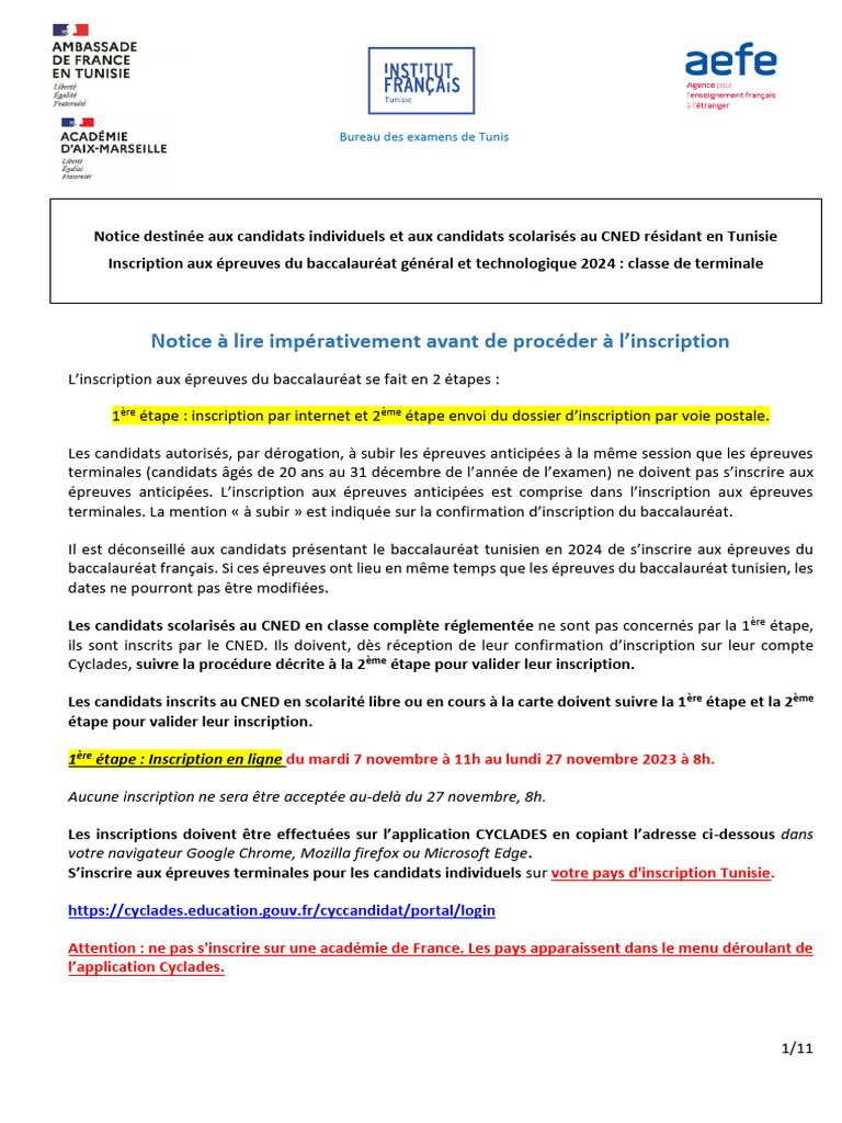 BAC 2024 - Notice Inscription | PDF