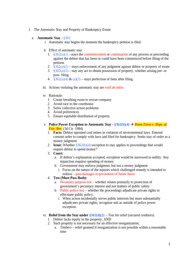 Bankruptcy Outline | PDF