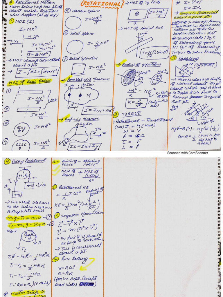 Rotational Motion (Short Notes)1 | PDF