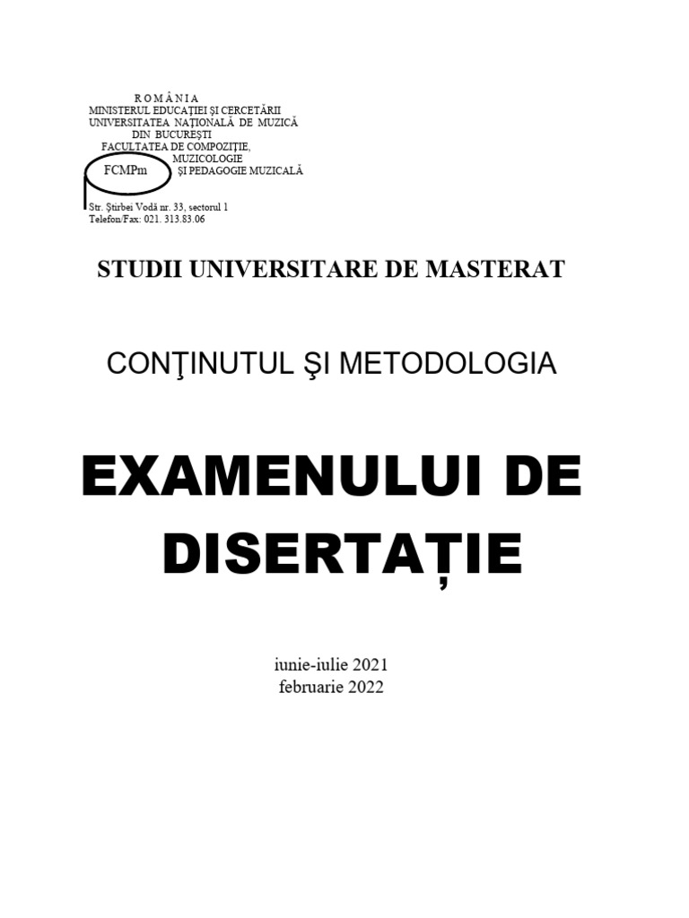 Metodologia Disertatie Iunie Iulie 2021 | PDF