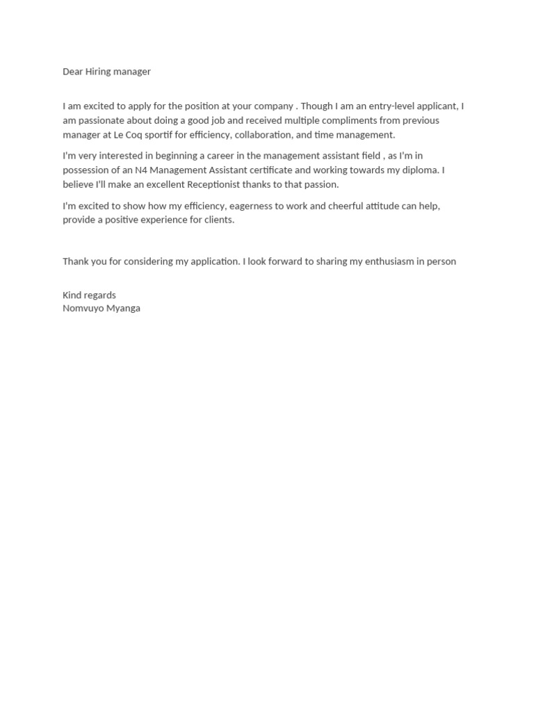 Nom's Cover Letter | PDF