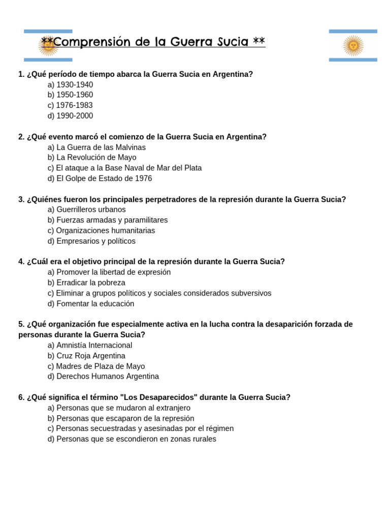 Comprensión de La Guerra Sucia | PDF | Argentina | Abusos de derechos ...
