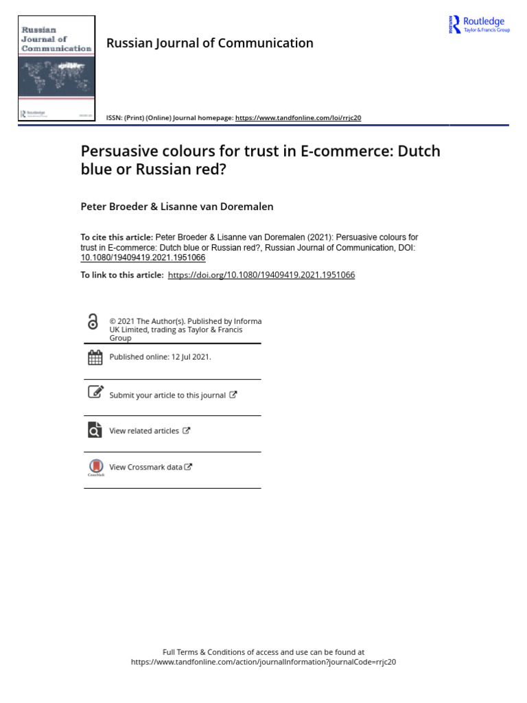Persuasive Colours For Trust in E-Commerce: Dutch Blue or Russian Red ...