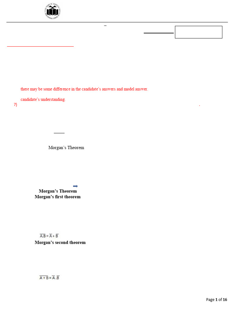 Digital Electronics & Microcontroller Model Answers | PDF | Cmos ...