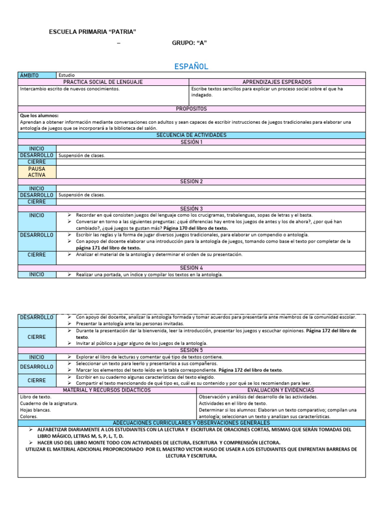 Planeación Del 15 Al 19 Mayo | PDF