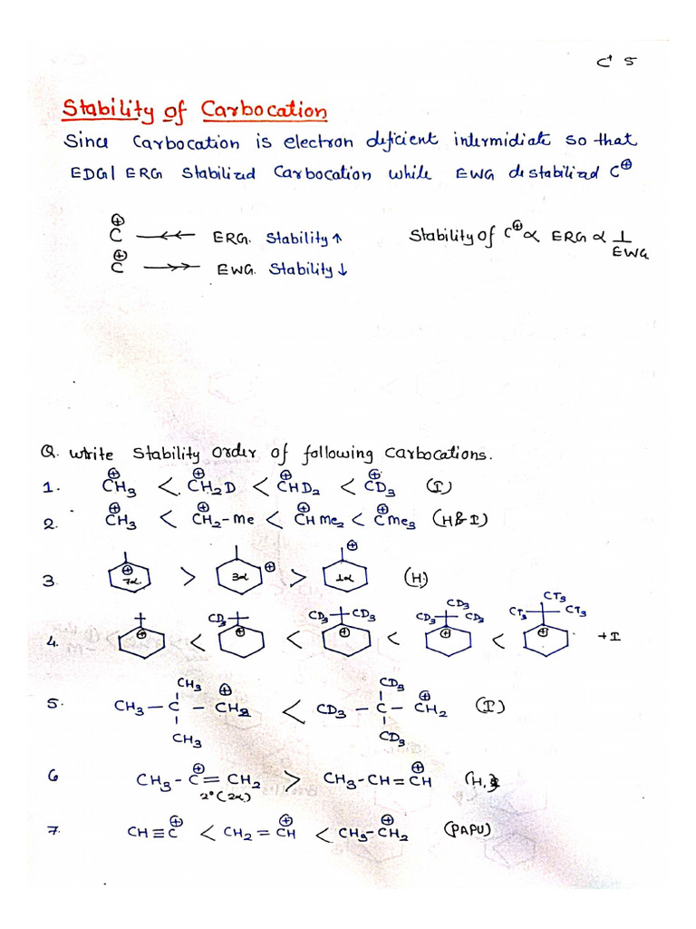 Stability of Carbocatiion and Alkene | PDF