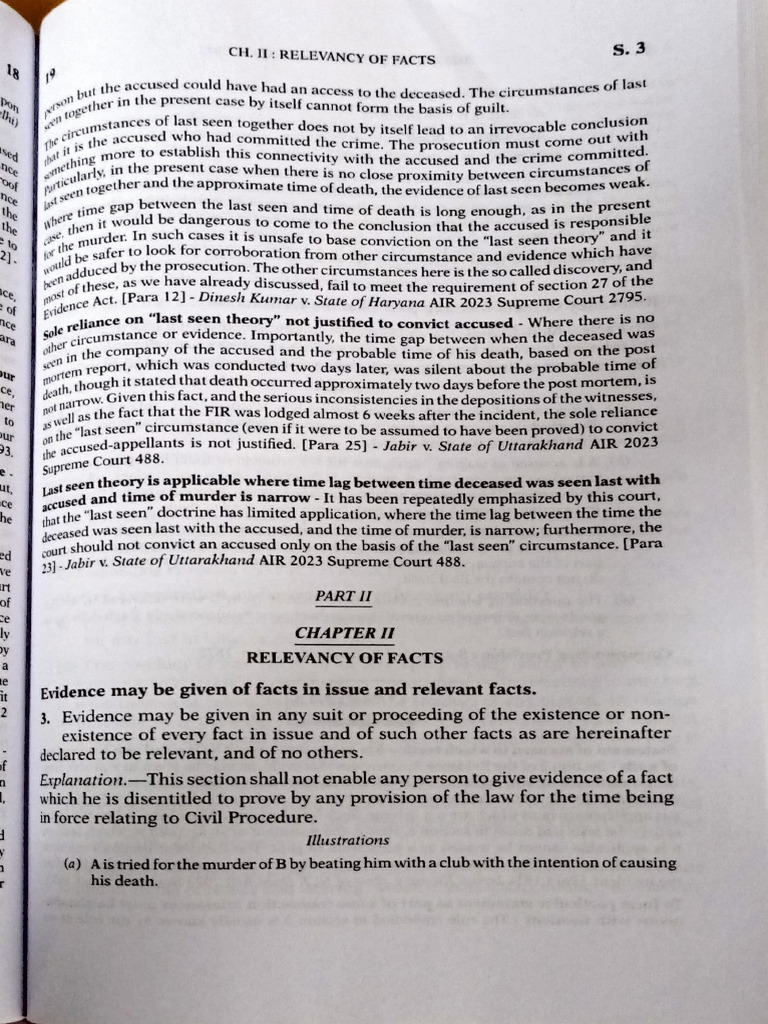 BSA2023 CH.2 Relevancy of Facts | PDF