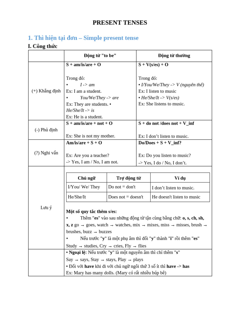 Present Tenses | PDF
