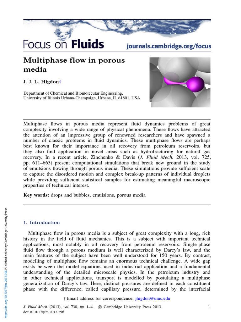 Multiphase Flow in Porous Media | PDF