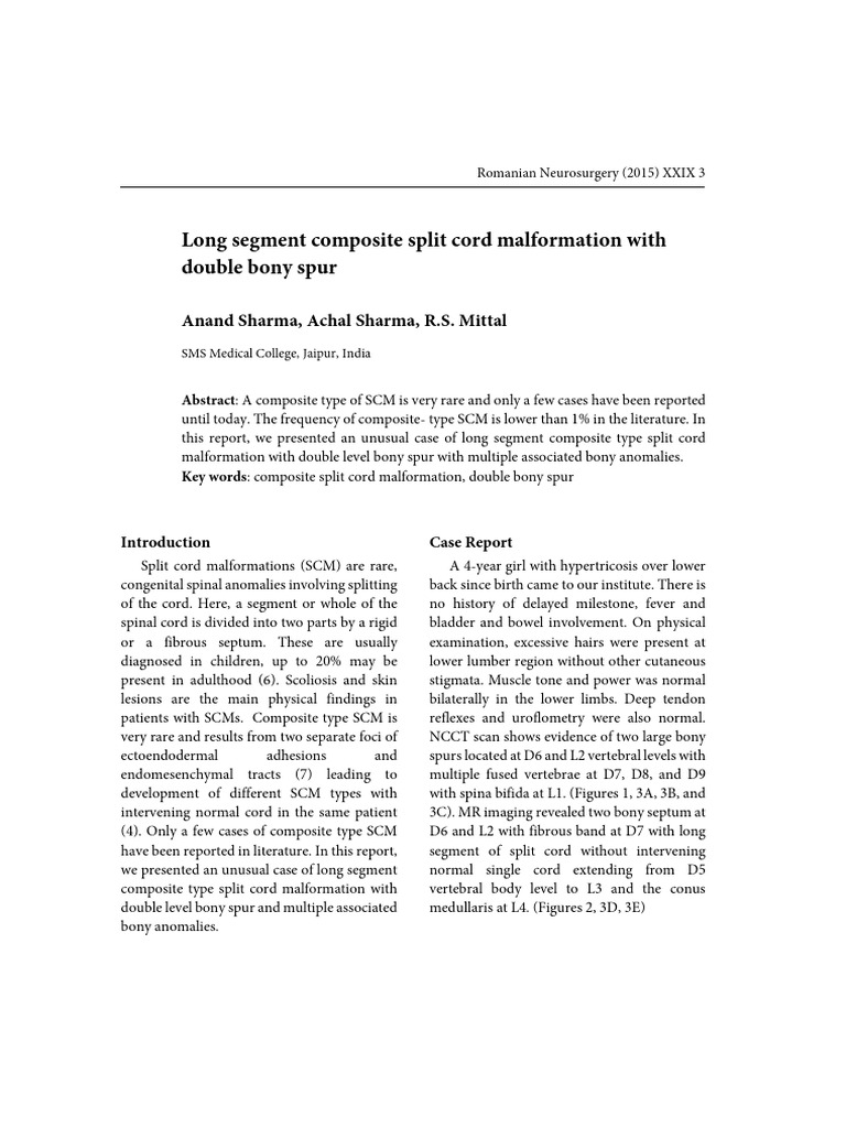 Long Segment Composite Split Cord Malformation With Double Bony Spur ...