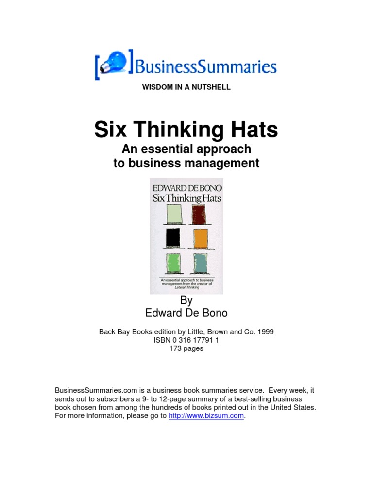 Six Thinking Hats Summary | PDF | Intuition | Thought