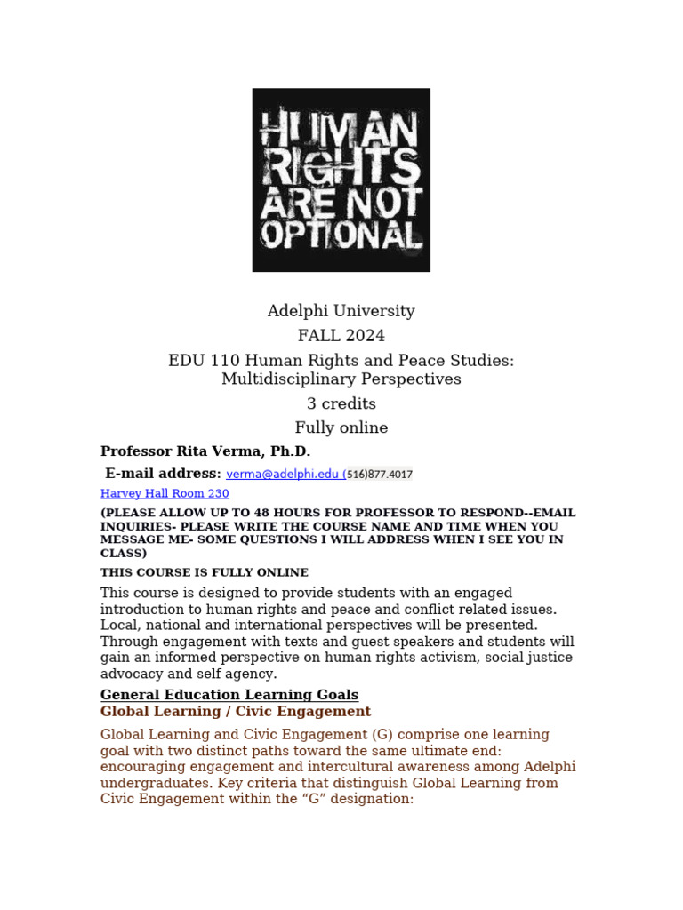 Edu 110 Fall 2024 | PDF