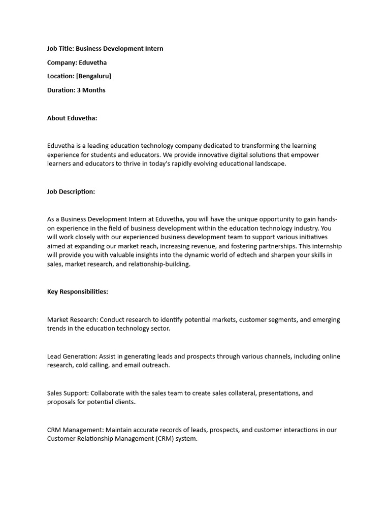 JD Business Development Intern | PDF