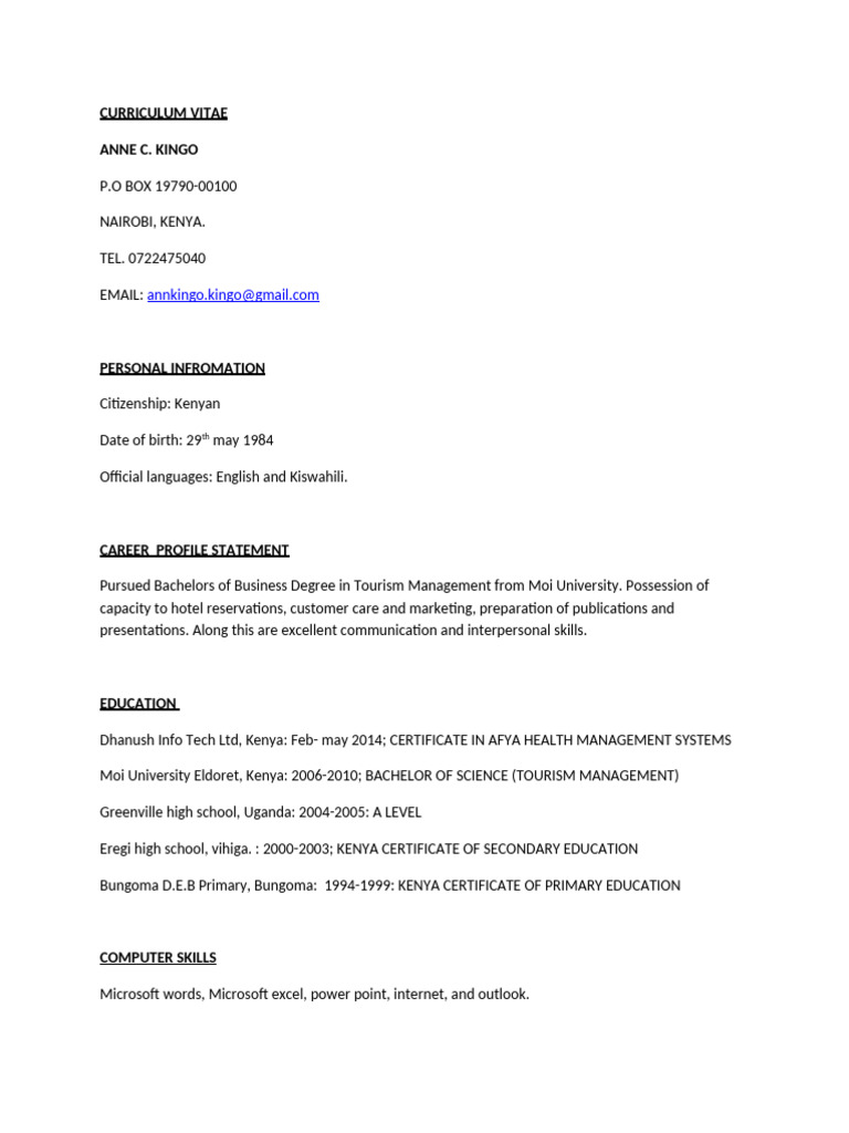 Curriculum Vitae Anne Edited | PDF