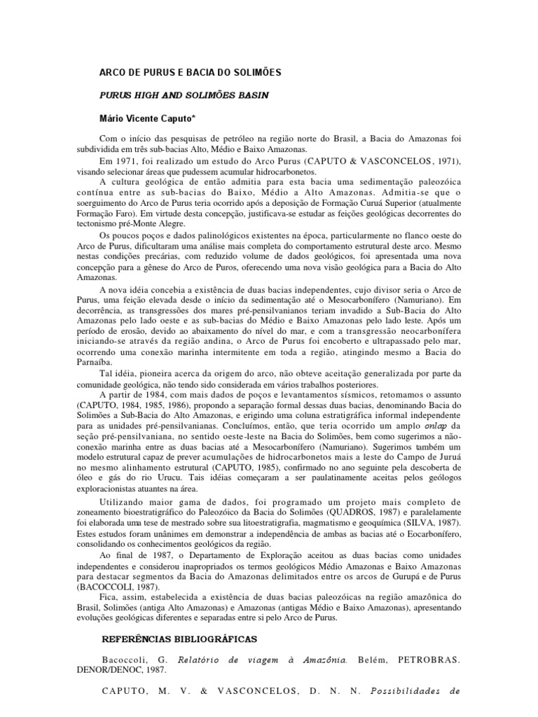 Arco de Purus e Bacia Do Solimões | PDF | Bacia sedimentar | Geologia