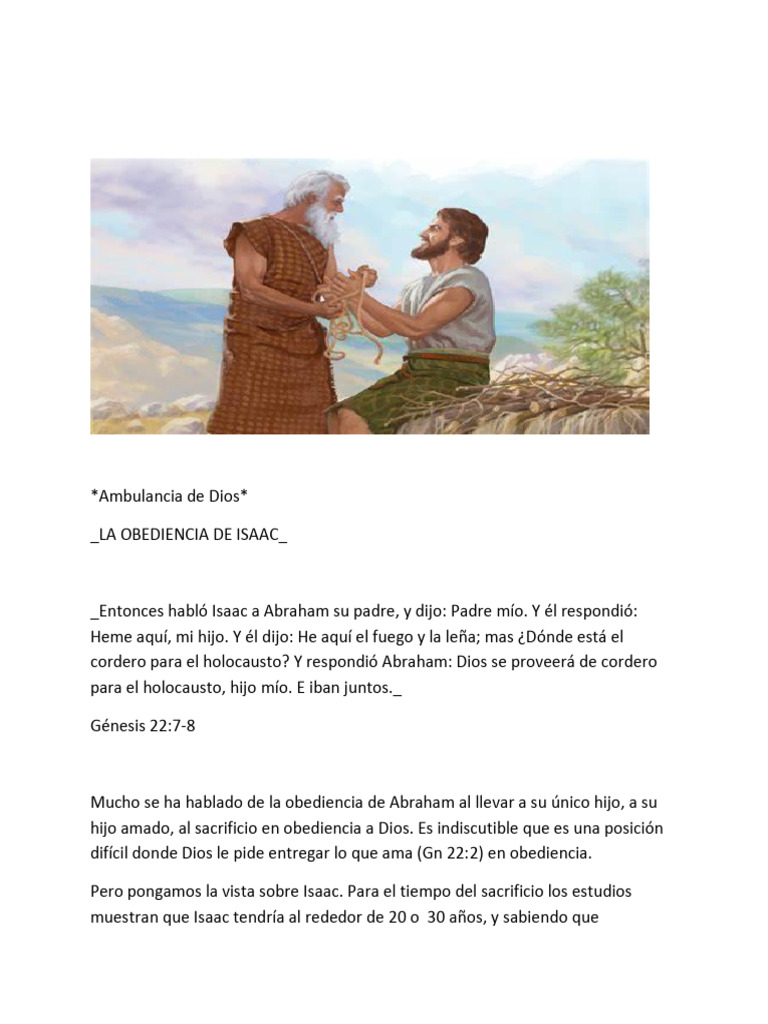 La Obediencia de Isaac y Abraham | PDF