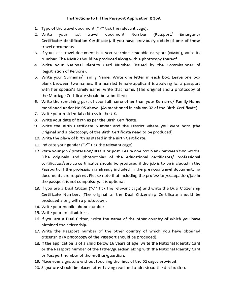 Instructions-to-fill-Passport-application-English | PDF