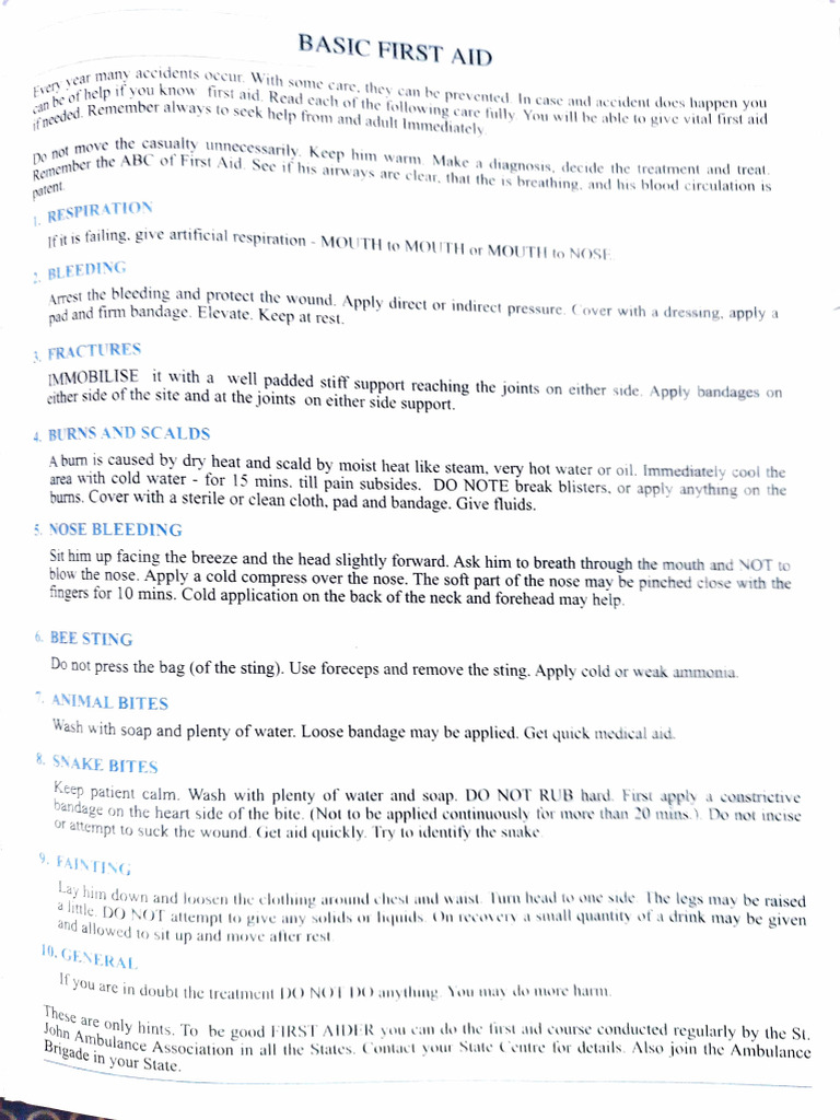 Ambulance: Basic First Aid | PDF