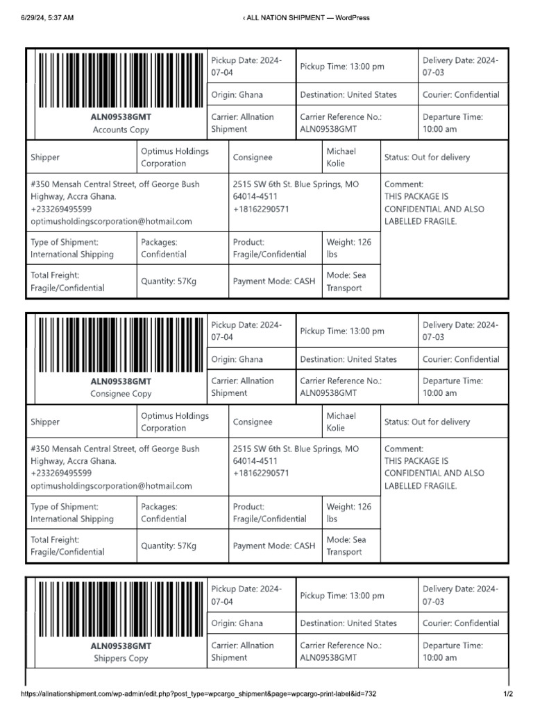 Waybill Schedule | PDF