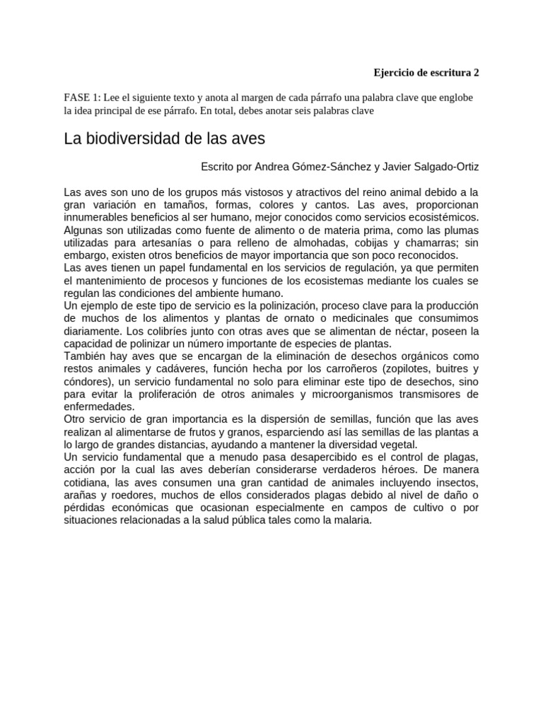 Ejercicio de Escritura 2 | PDF