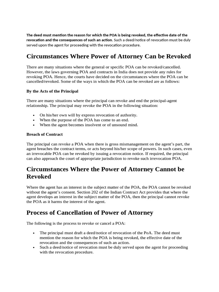 Revocation of Power of Attorney | PDF