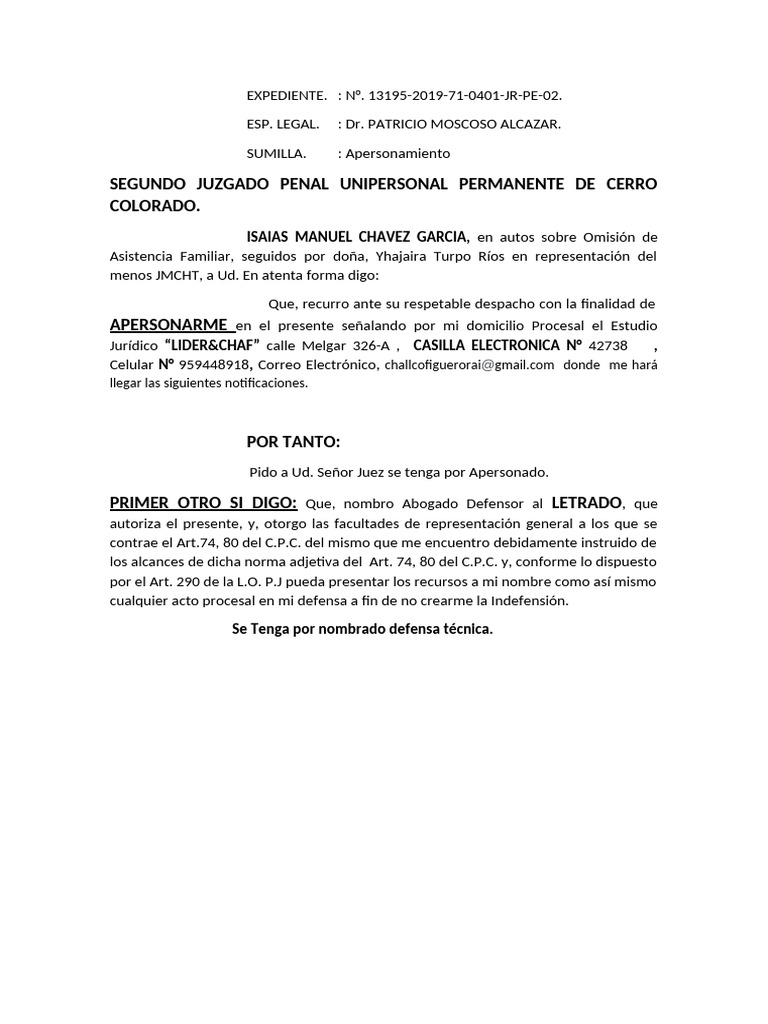 Apersonamiento Chalco | PDF