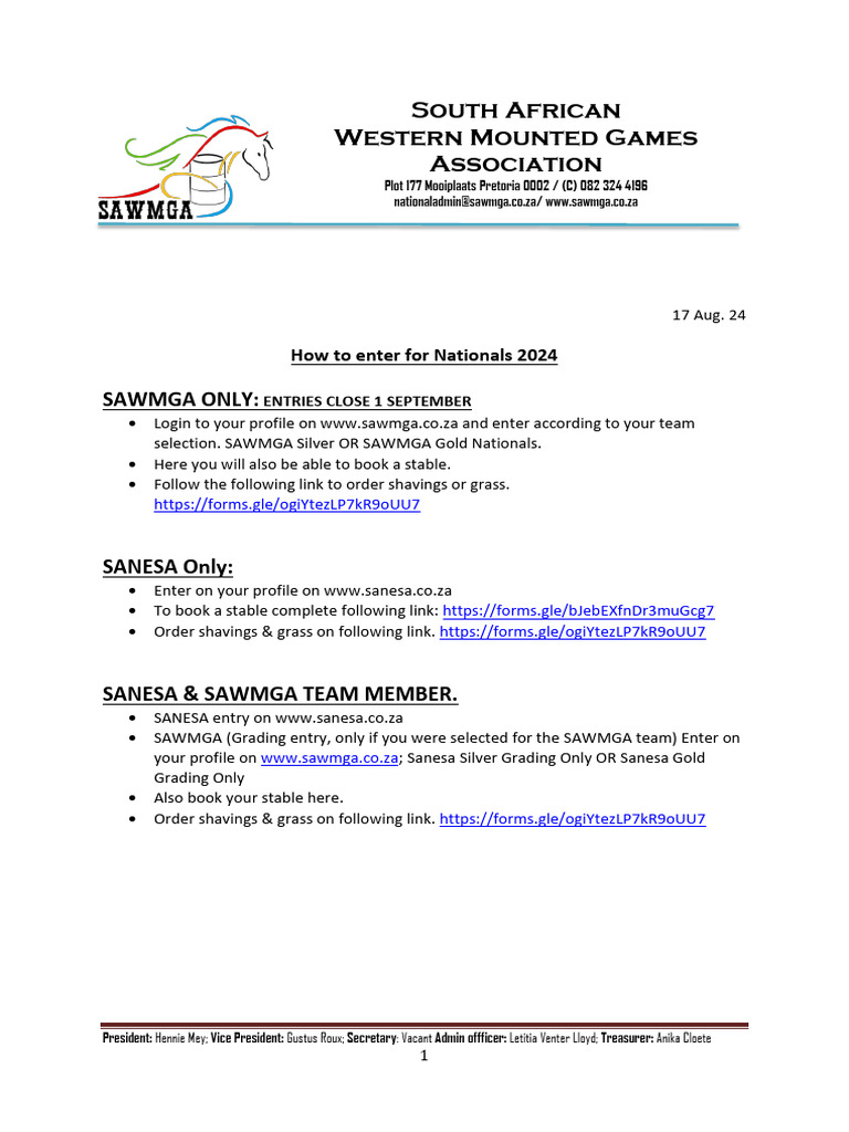 SAWMGA How To Enter Nationals 2024-1 | PDF