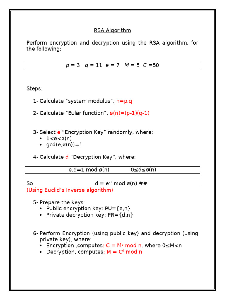 RSA Algorithm | PDF