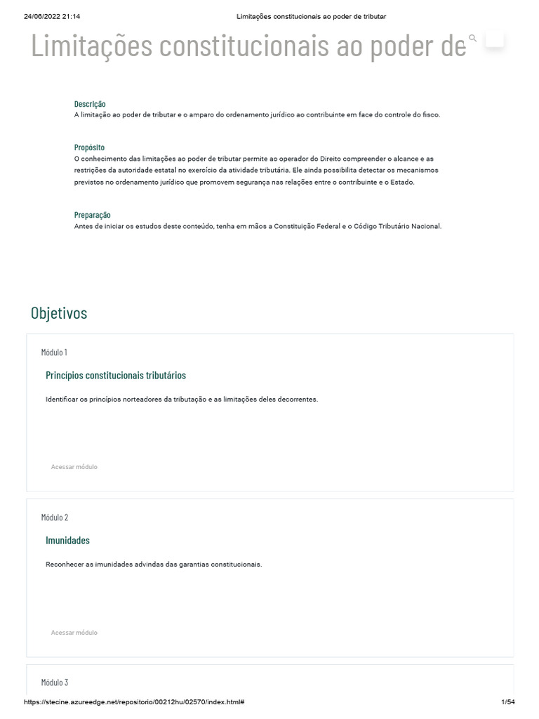 Limitações Constitucionais Ao Poder de Tributar | PDF Limitações Constitucionais Ao Poder de Tributar | PDF