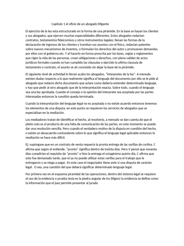 Capitulo 1 El Oficio de Un Abogado Litigante | PDF Capitulo 1 El Oficio de Un Abogado Litigante | PDF