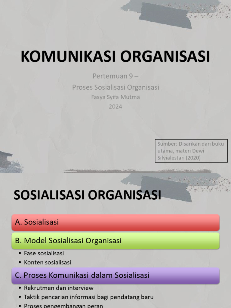 Kom Org 9 - Proses Sosialisasi Organisasi | PDF