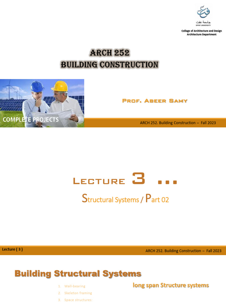 ARCH 252 - LEC 03 - Structure Systems-Part II - Fall 2023 | PDF