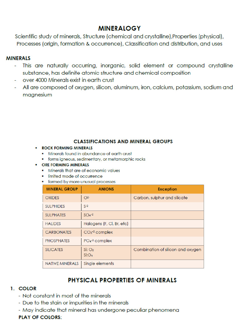 Mineralogy Introduction | PDF