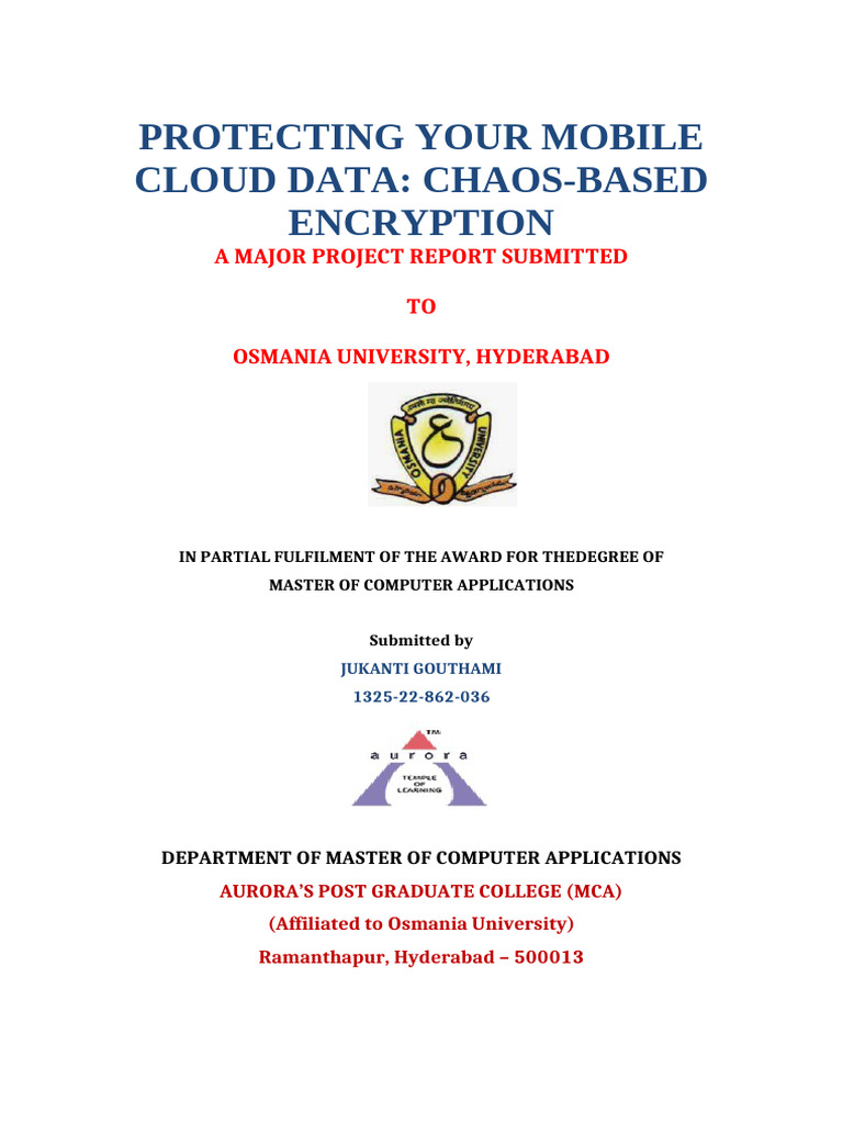 Sample project-PROTECTING YOUR MOBILE CLOUD DATA: CHAOS-BASED ENCRYPTION | PDF | Software ...
