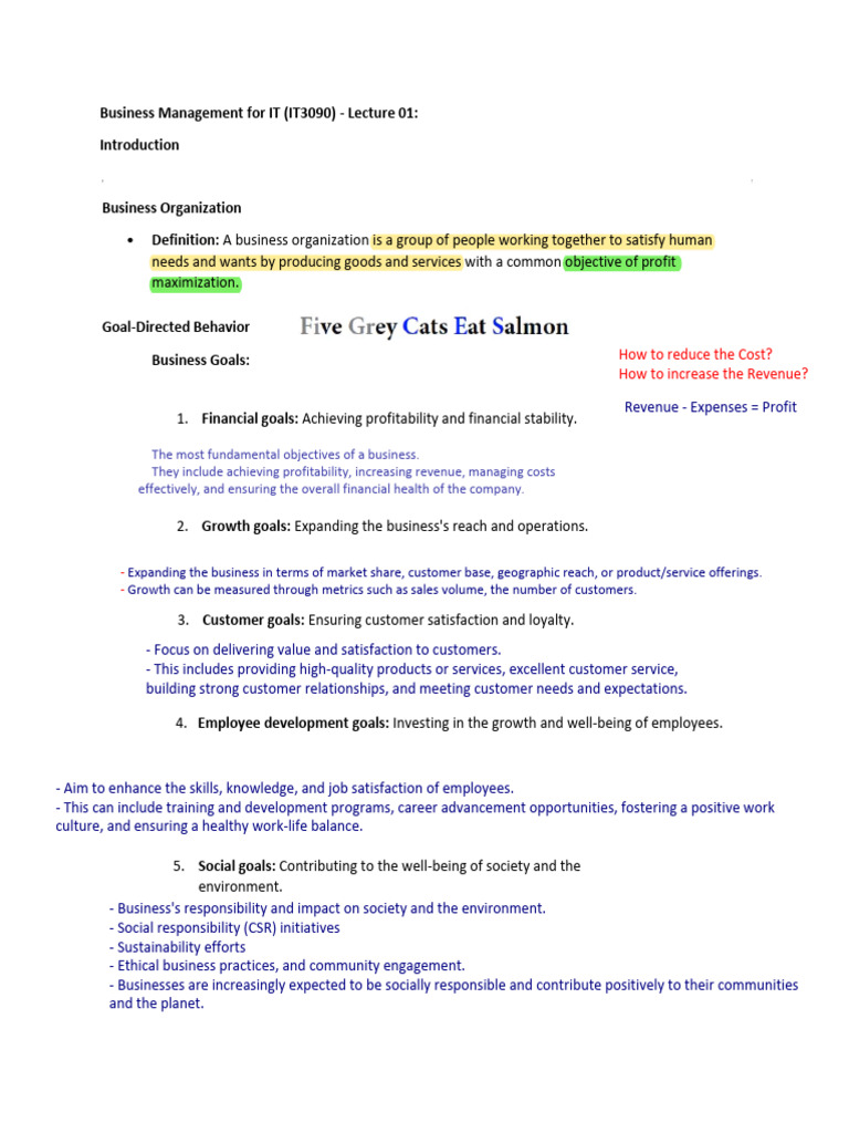 BMIT Lecture 01 Short Note - Organized - Organized | PDF