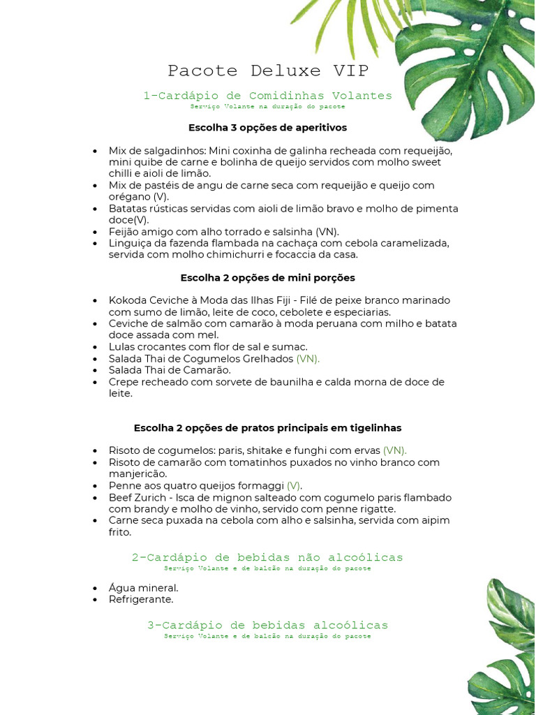 Pacote Deluxe Area VIP NOV 2023 | PDF