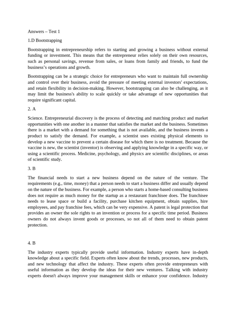 Answers - Test 1 | PDF