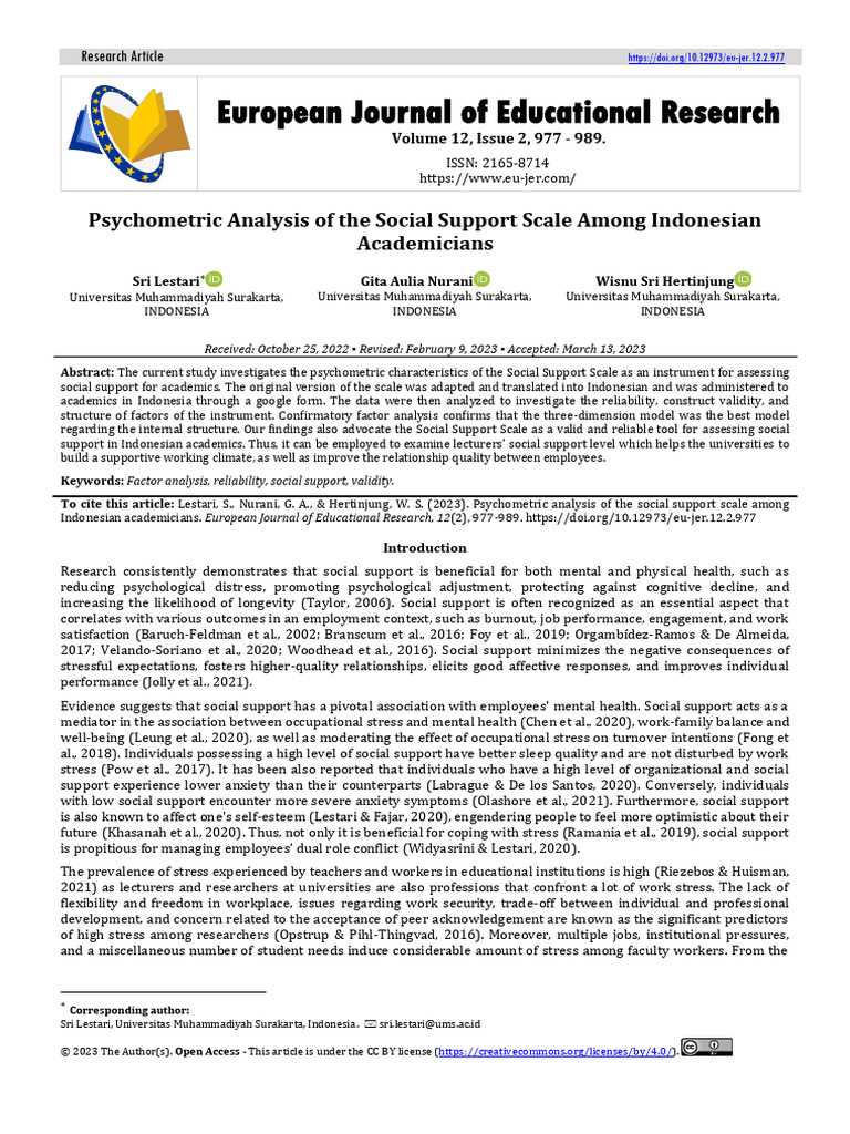 Social Support Scale | PDF
