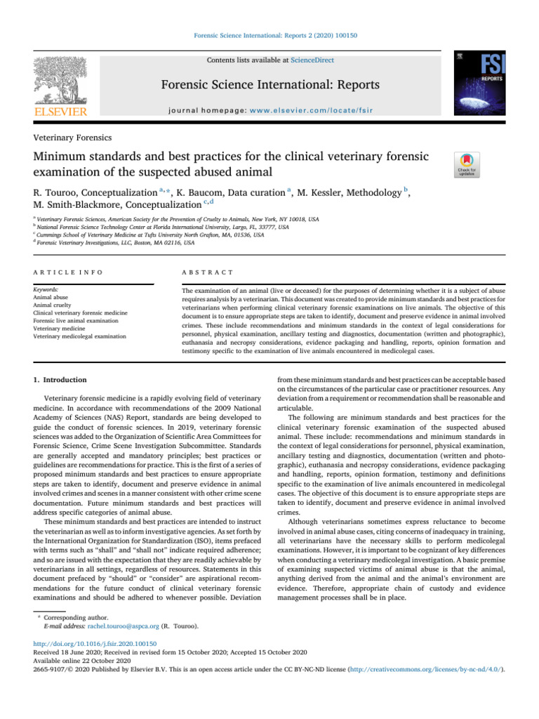 Live - Animals - Standards Forensic | PDF