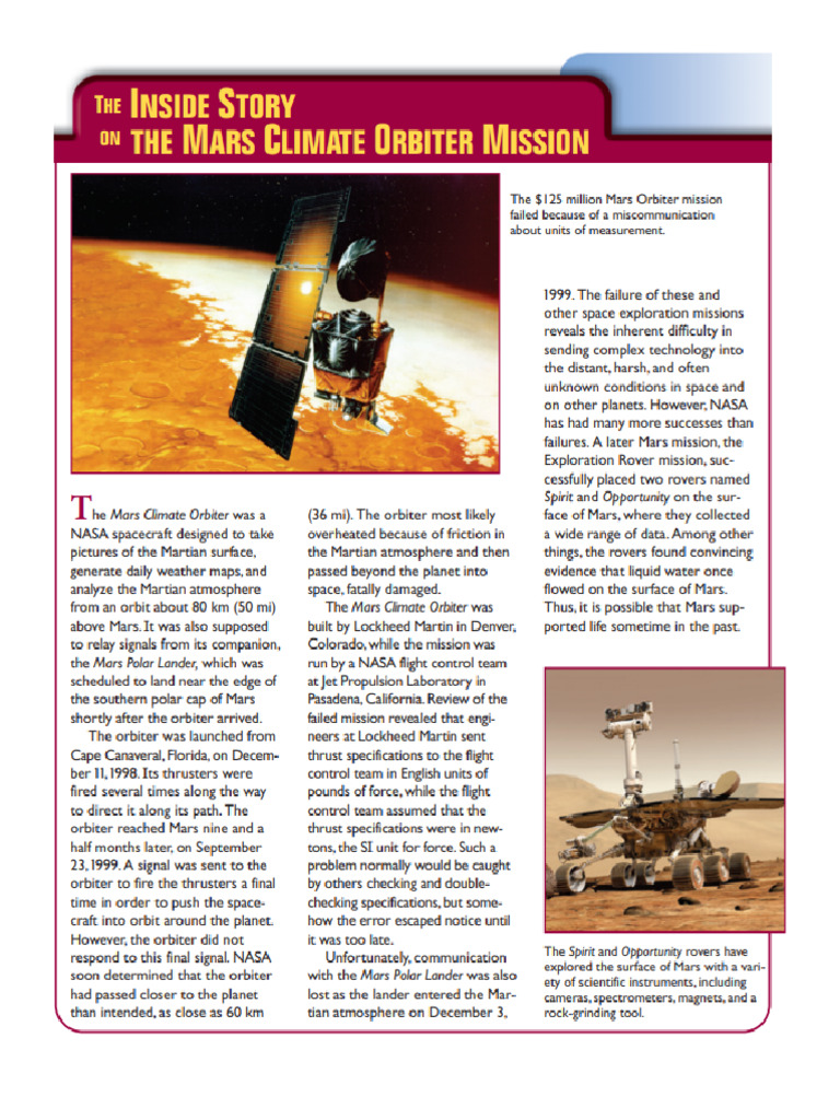 The Inside Story On The Mars Climate Orbiter Mission | PDF