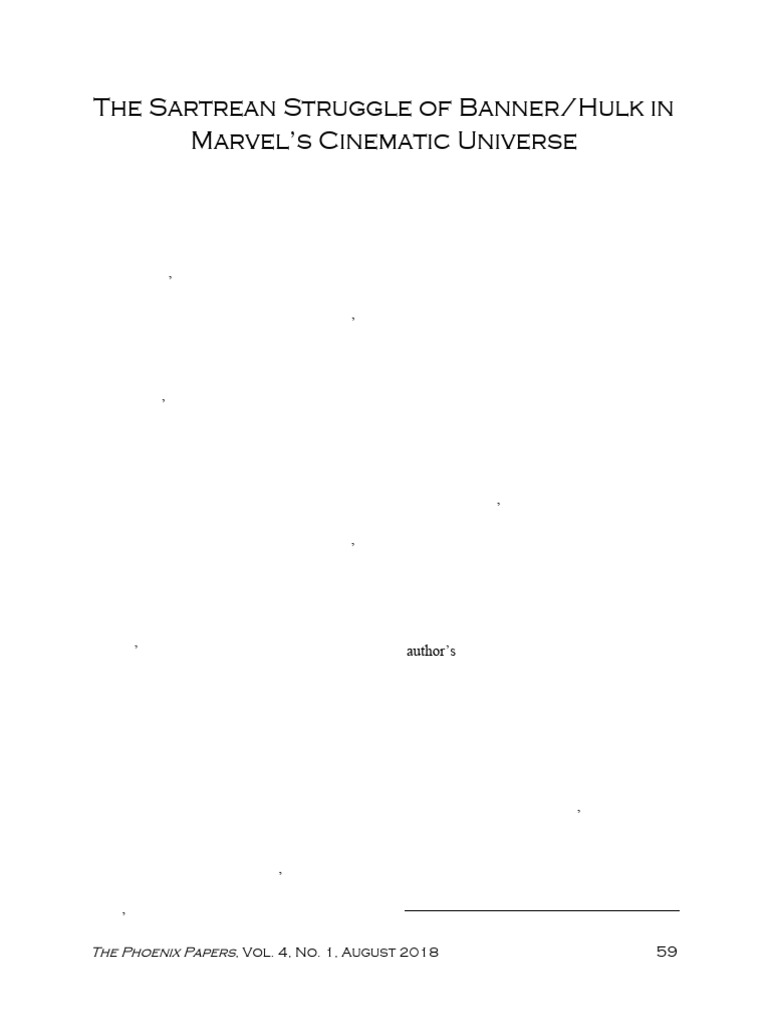 Butco Sams (2018) The Sartrean Struggle of BannerHulk in Marvel's ...