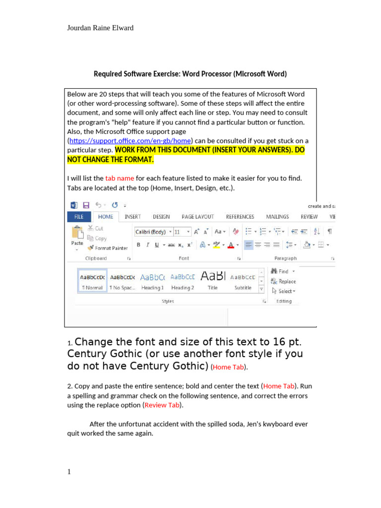 Exercise1 Word spr23 | PDF | Microsoft Word | Career & Growth